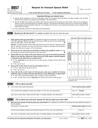 Form 8857-Request for Innocent Spouse Relief | PDF