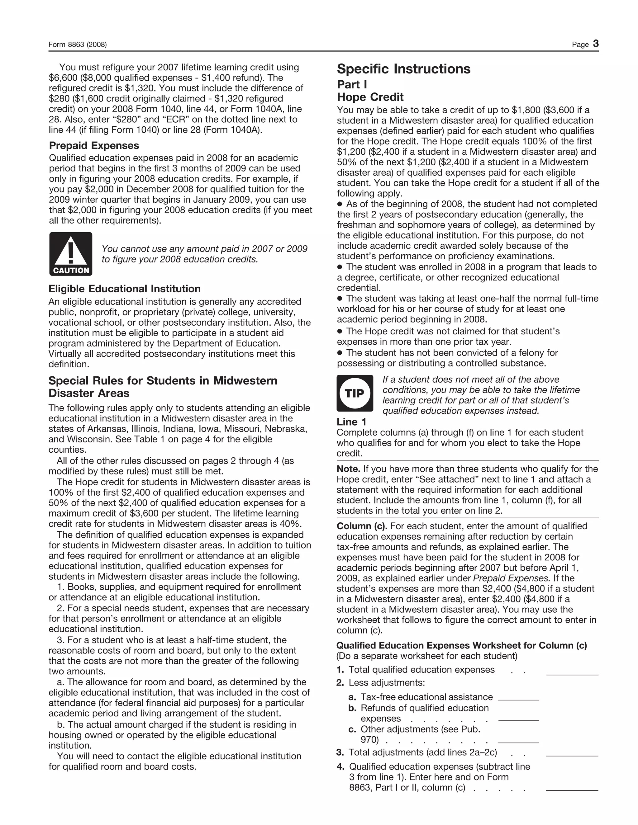 Form 8863-Education Credits | PDF | Student Financial Aid | Financial ...