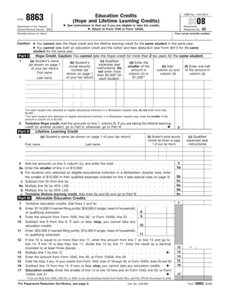 Form 8863-Education Credits | PDF