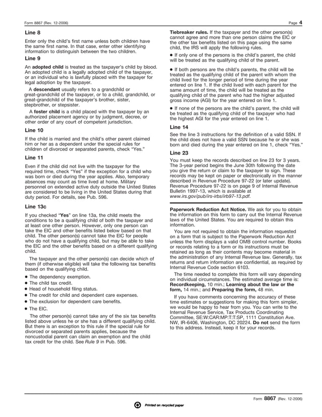 Form 8867 Paid Preparer s Earned Income Credit Checklist PDF form-8867-paid-preparer-s-earned-income-credit-checklist-pdf
