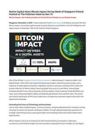 Native Capital Hosts Bitcoin Impact During Week of Singapore Fintech ...