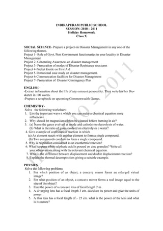 1273900307 holiday homework class x | PDF