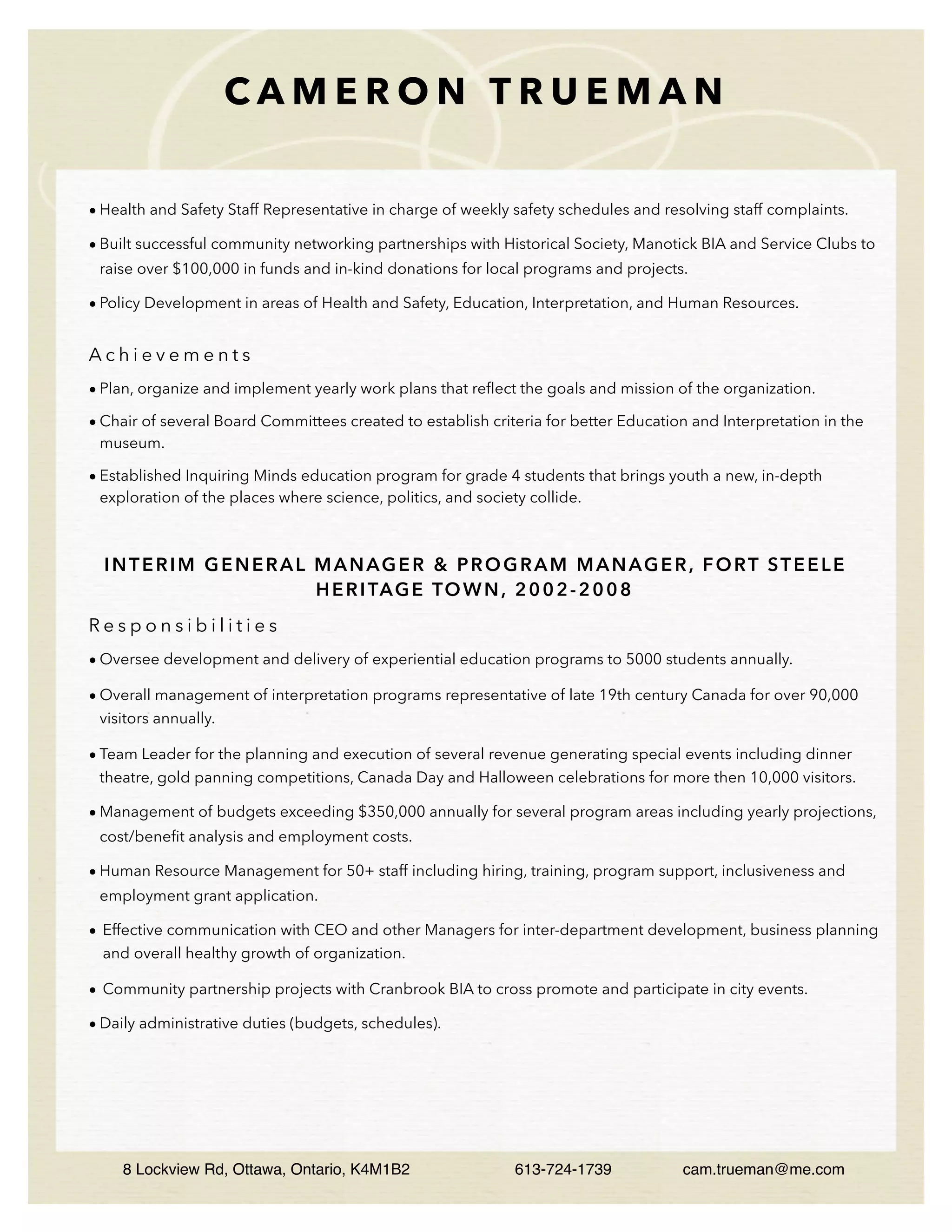 Cam Trueman- Resume | PDF