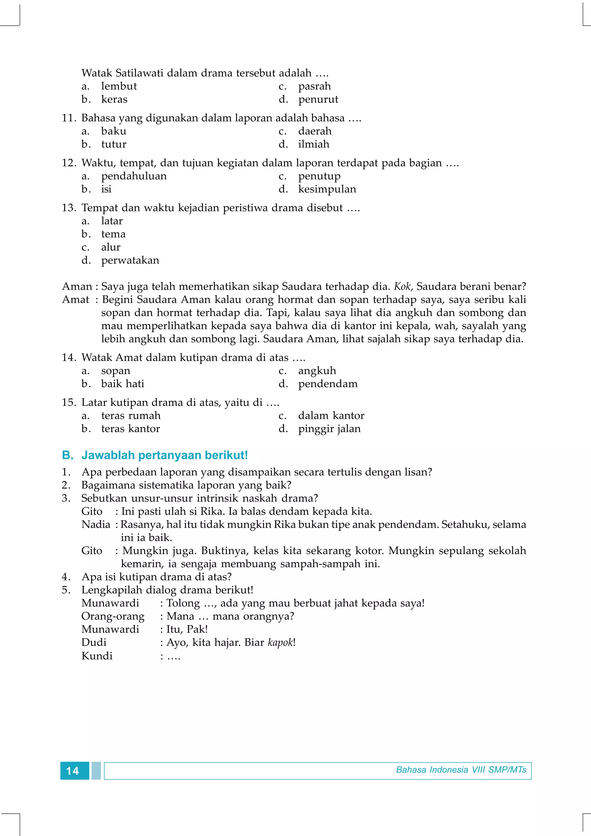 SMP-MTs kelas08 bahasa dan sastra indonesia 2 dwi septi | PDF
