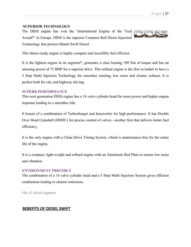 127597835 35034034 Maruti Suzuki Swift Project Pdf