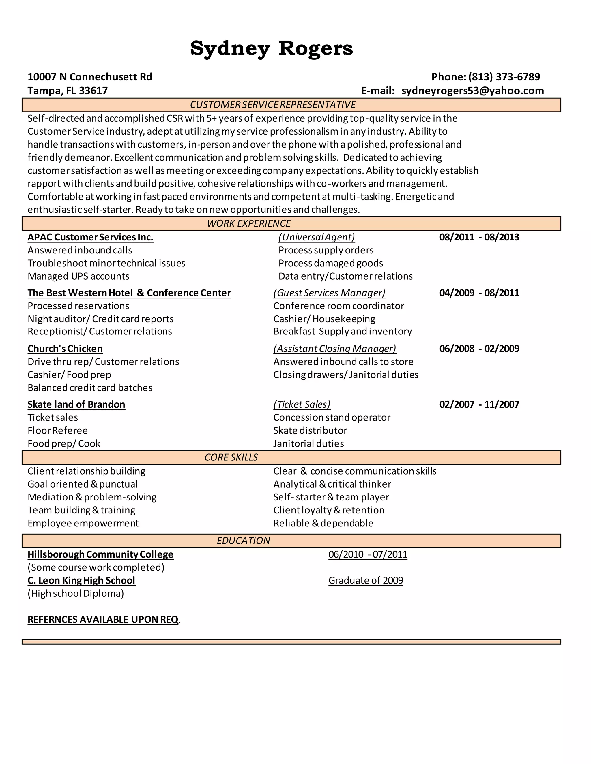 Sydney Rogers Resume 2015 | DOCX