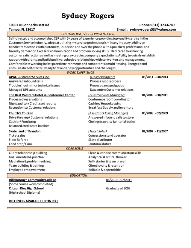 Sydney Rogers Resume 2015 | DOCX | Business | Business and Finance