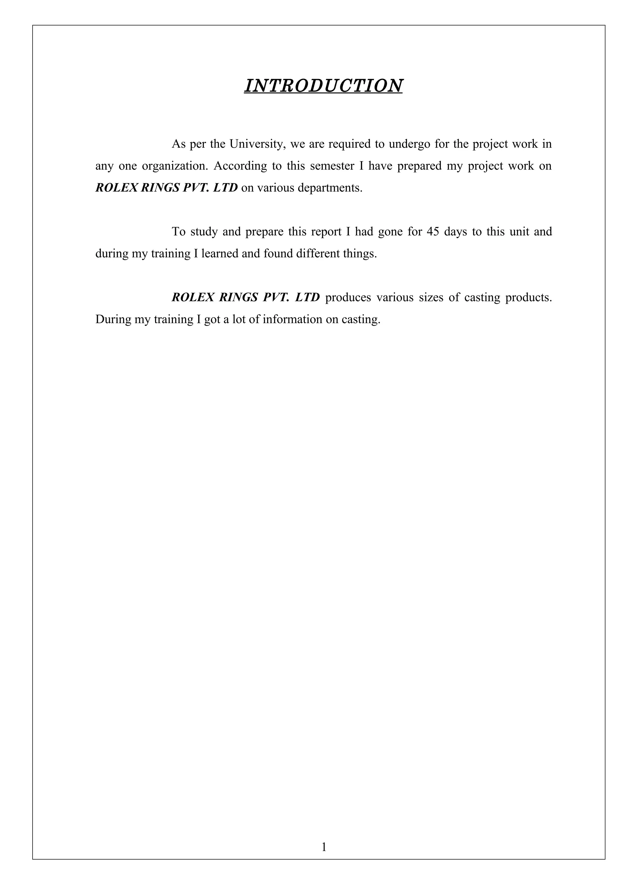 ROLEX RINGS PVT. LTd | DOC