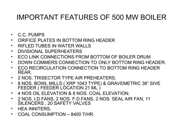 BHEL 500MW boiler Details design features, parameters.ppt