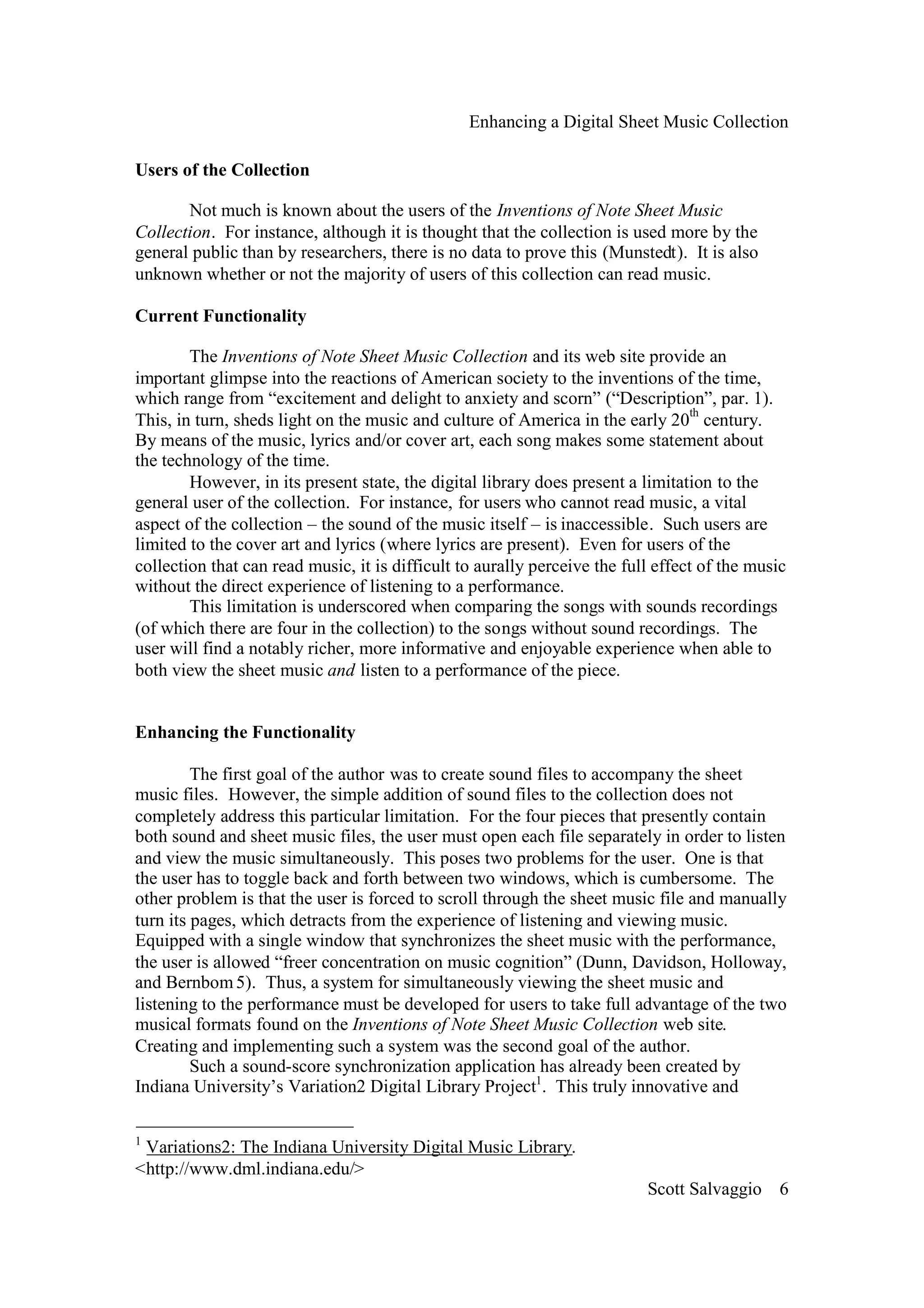 Enhancing a Digital Sheet Music Collection A report for LIS-435 ... | PDF