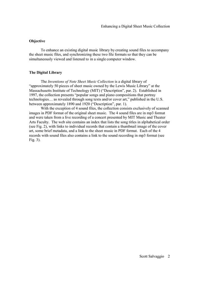 Enhancing a Digital Sheet Music Collection A report for LIS-435 ... | PDF | Digital Audio ...