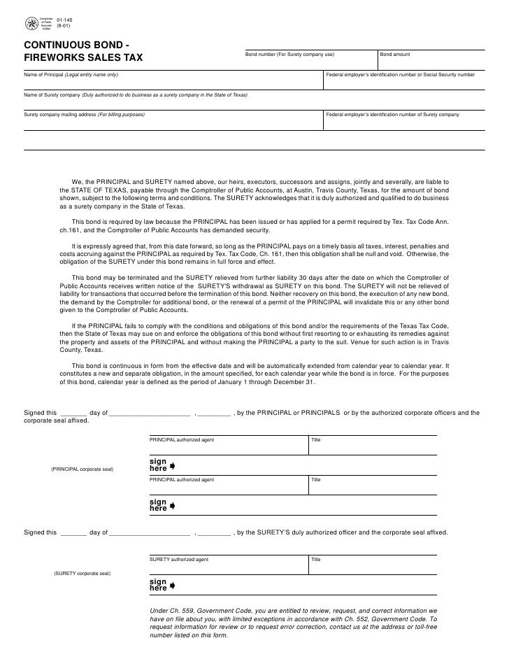 Texas Bond Forms