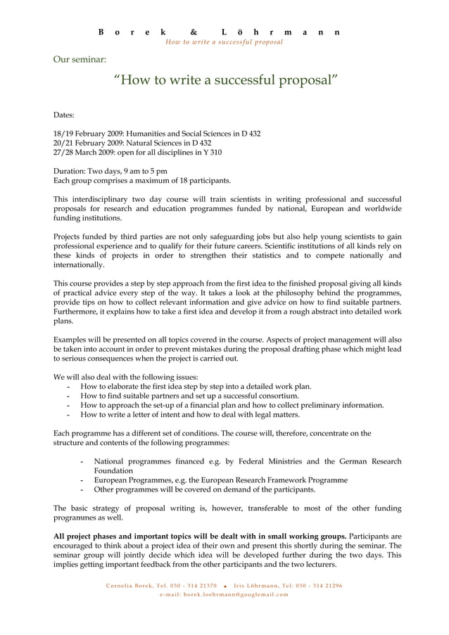 “How to write a successful proposal” . | PDF