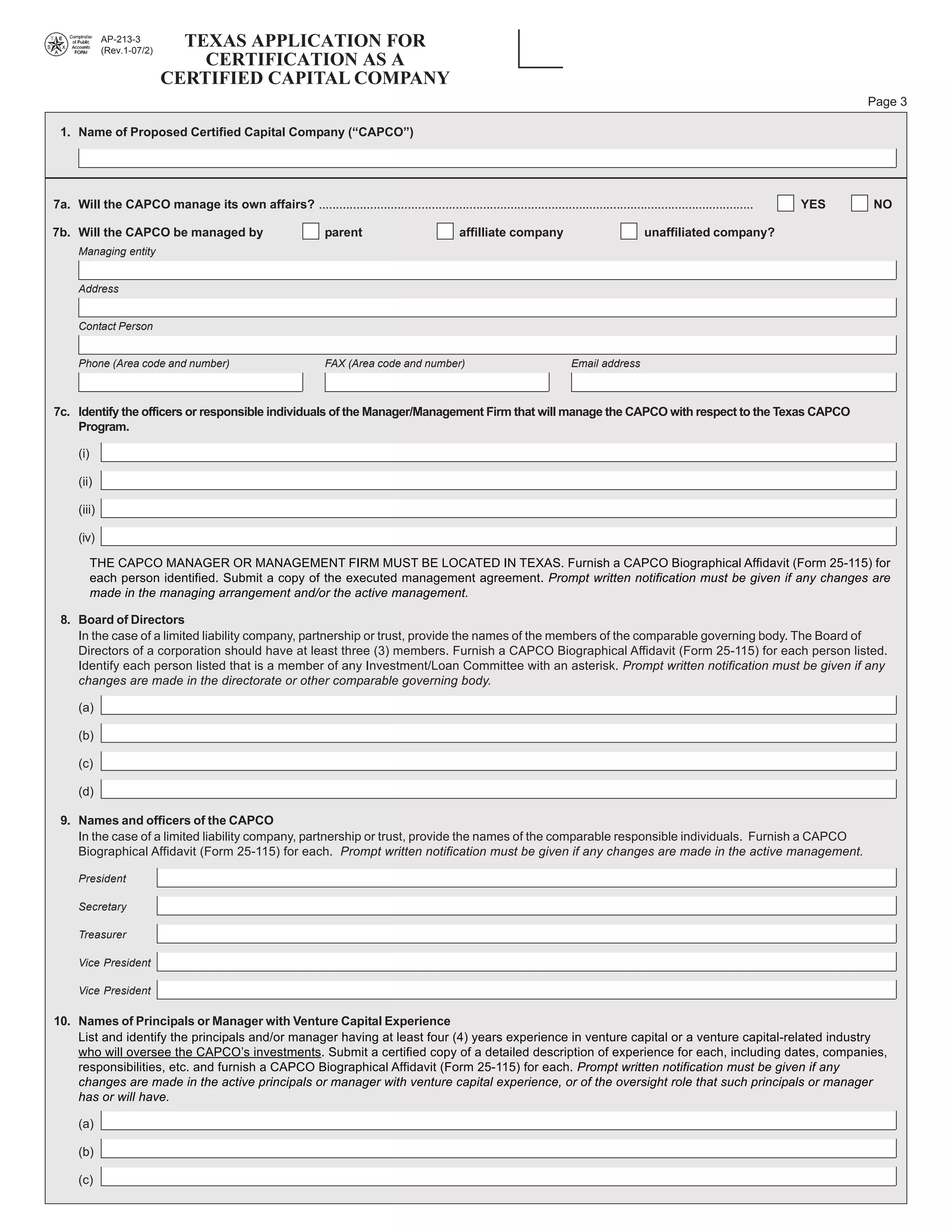 Texas CAPCO Forms | PDF