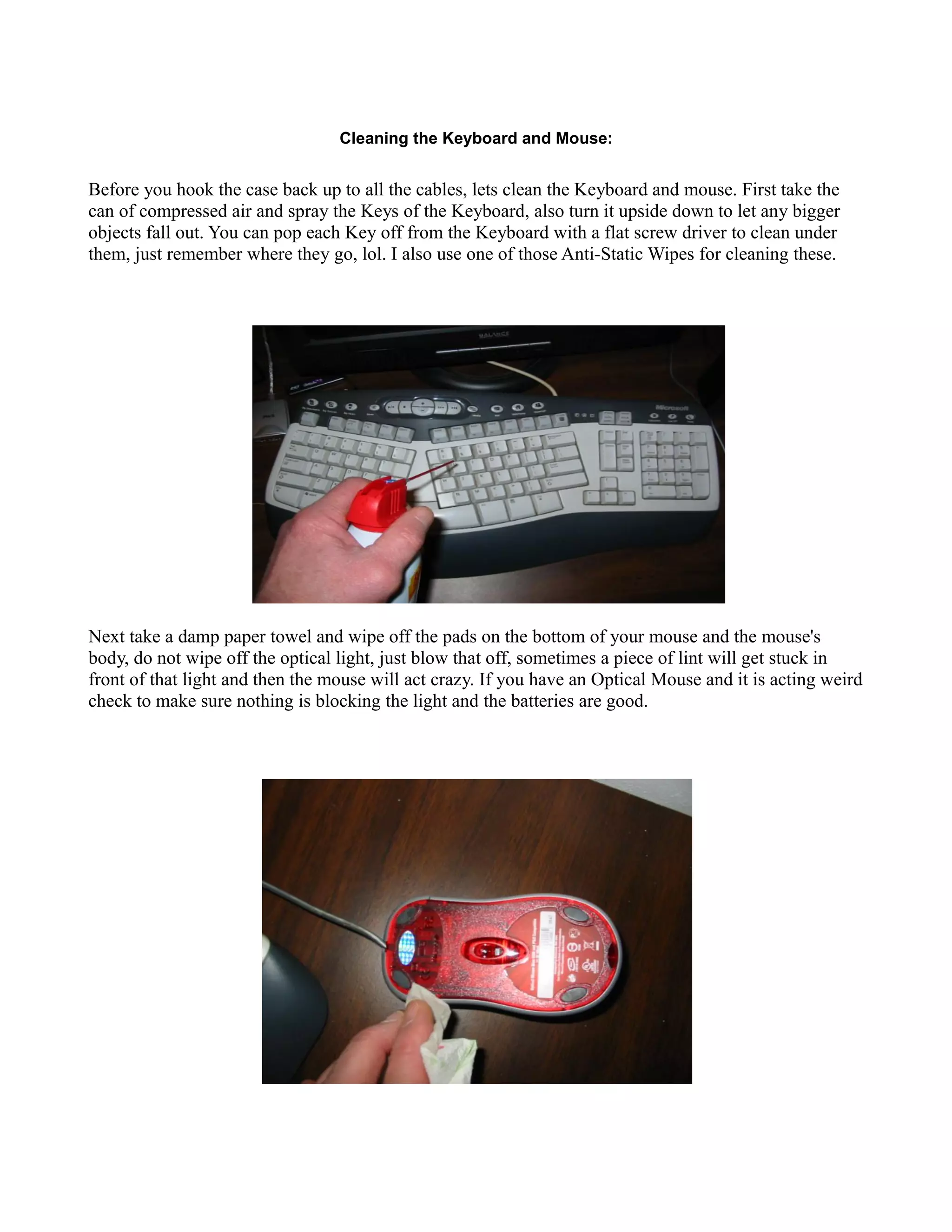 A Guide on cleaning your Computer Case, Keyboard, Mouse and Monitor | PDF