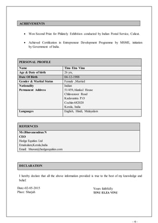 Tinu_Resume_New | DOCX | Resume Writing and Advice | Job Search