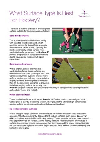 Guide to artificial grass hockey pitches | PDF
