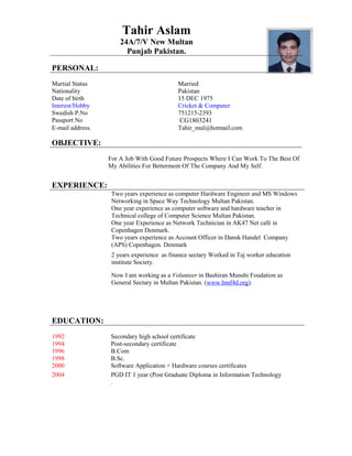 tahir's CV | PDF