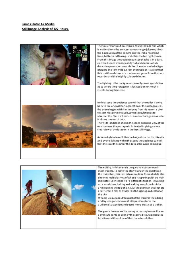 127 hours Still Image Analysis | DOCX