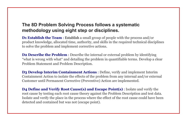 The Global 8D Problem Solving Process | PDF