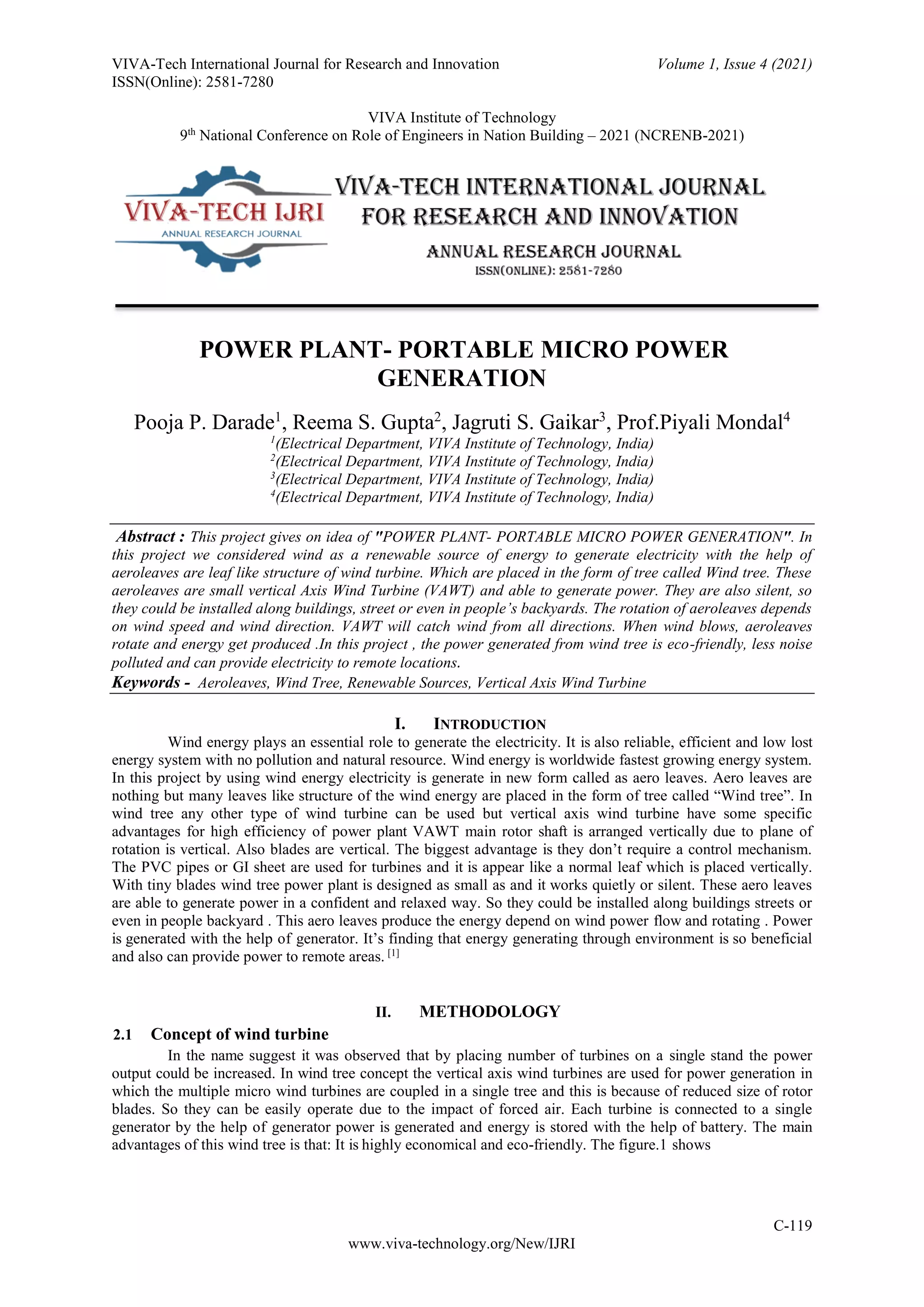 POWER PLANT- PORTABLE MICRO POWER GENERATION | PDF