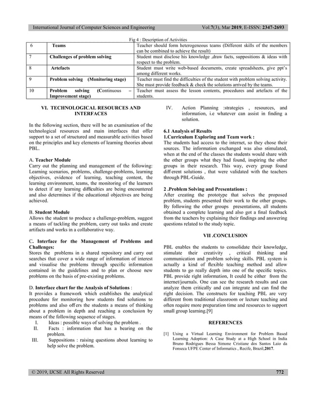 Using a Virtual Learning Environment for Problem Based Learning (P.B.L) | PDF