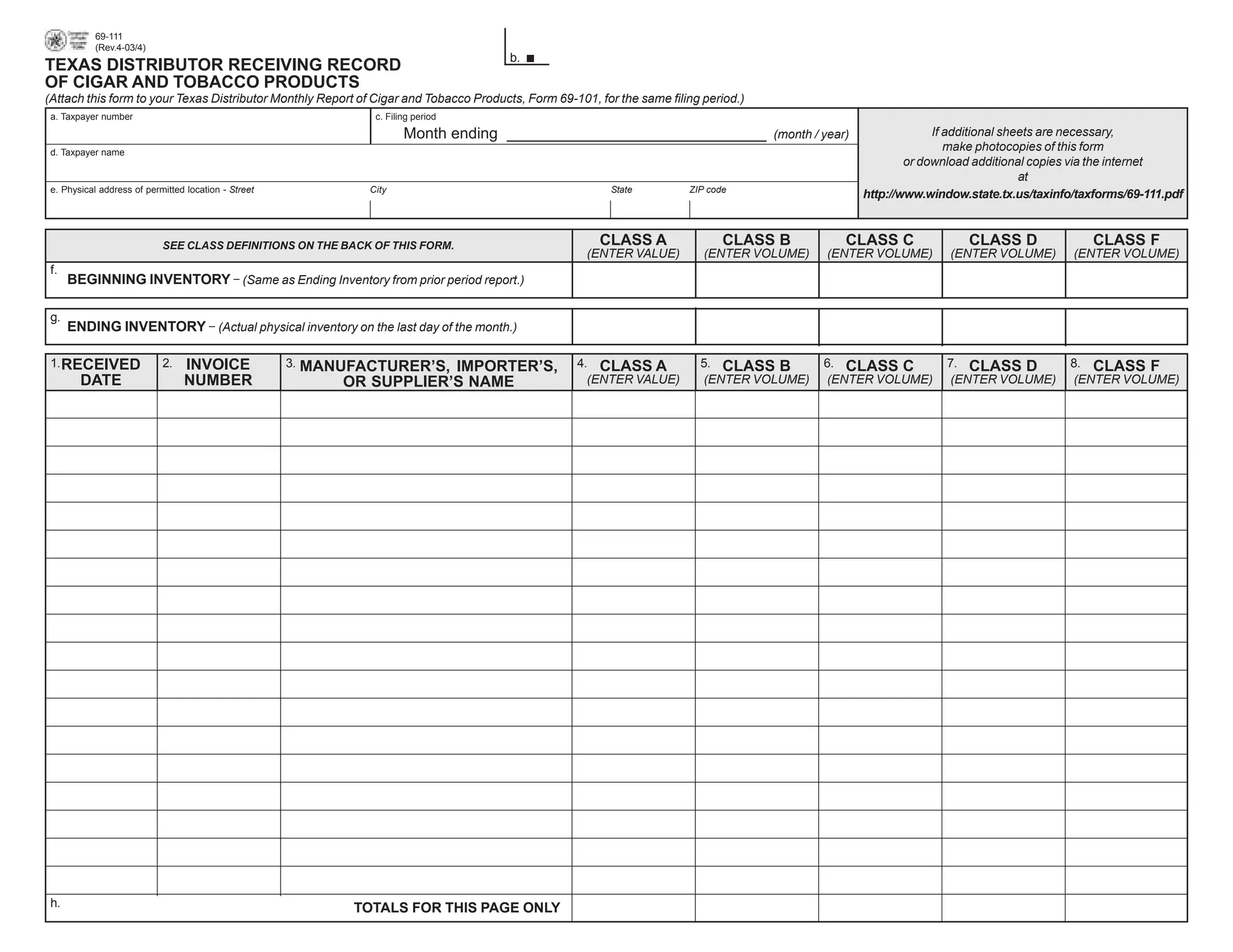 Texas Cigarette, Cigar and Tobacco Products Report Forms | PDF