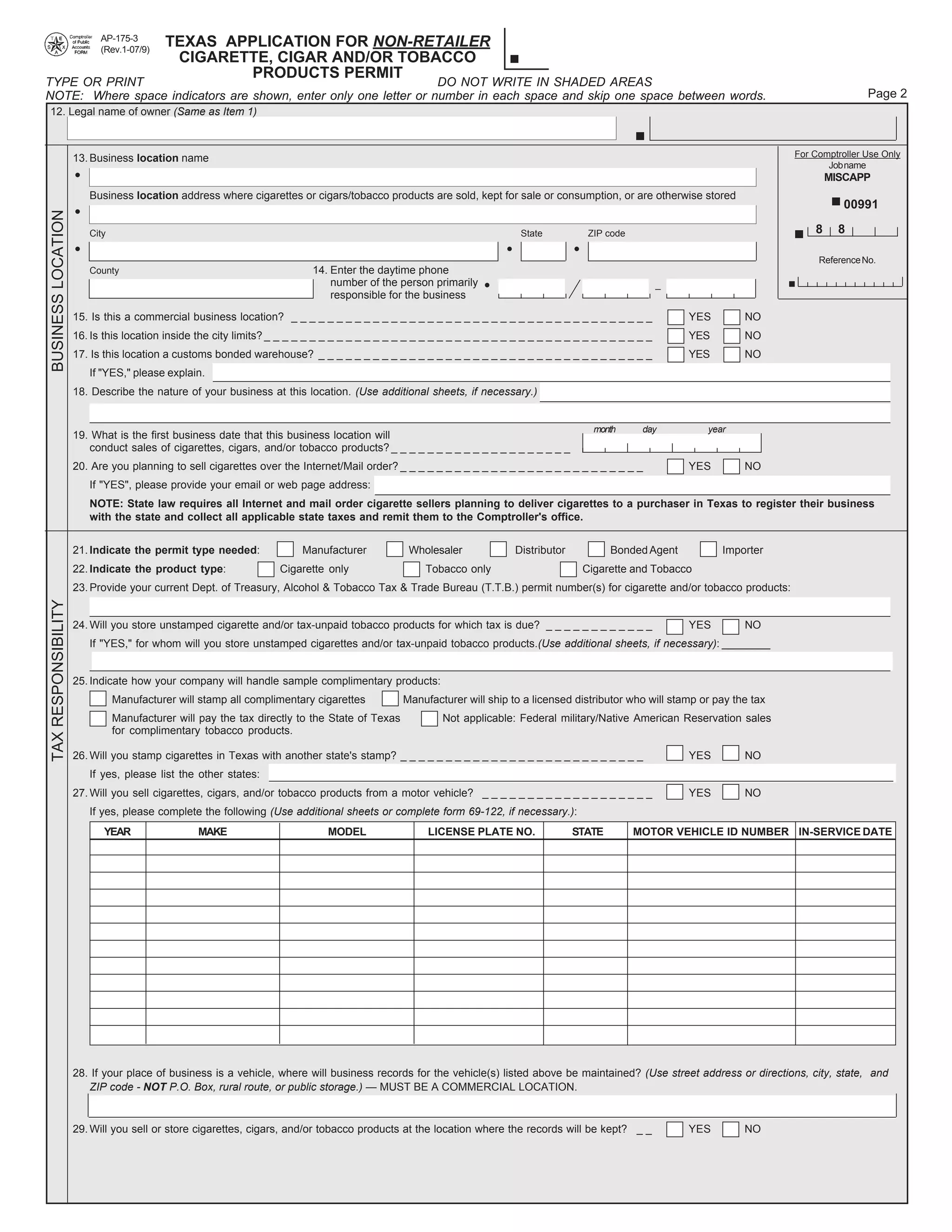 Texas Cigarette, Cigar and Tobacco Products Report Forms | PDF