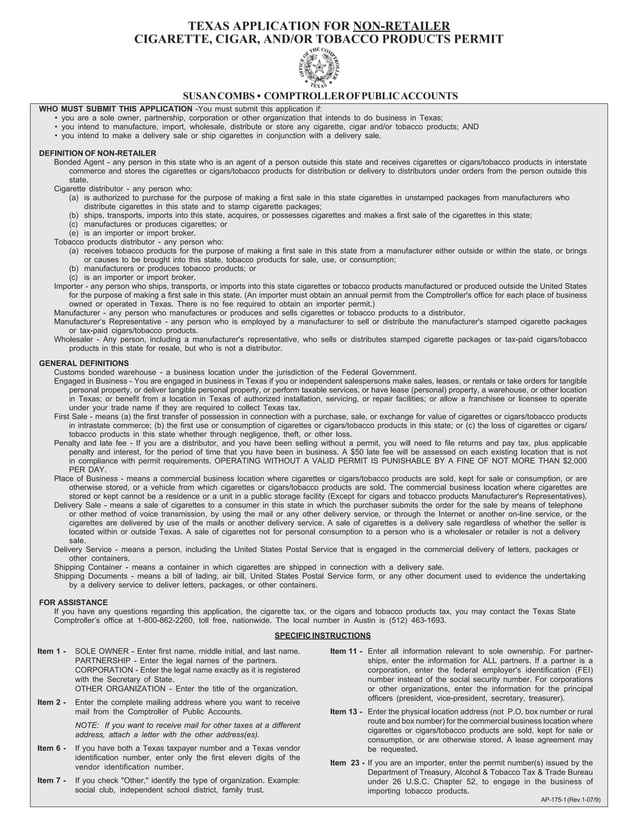 Texas Cigarette, Cigar and Tobacco Products Report Forms | PDF