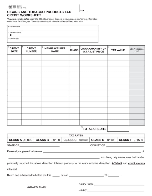 Texas Cigarette, Cigar and Tobacco Products Report Forms-69-114 Cigars ...