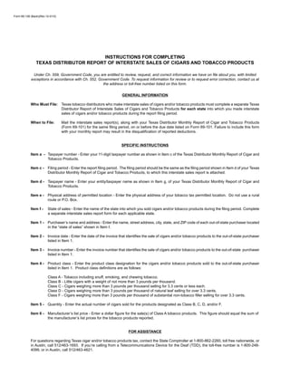 Texas Cigarette, Cigar and Tobacco Products Report Forms-69-126 ...