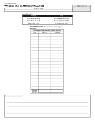 Texas City and County Government Forms-73-316 Witness Fee Claim and ...