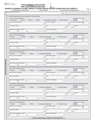 Texas Coin-Operated Machine Forms-AP-147 Texas Original Application for ...