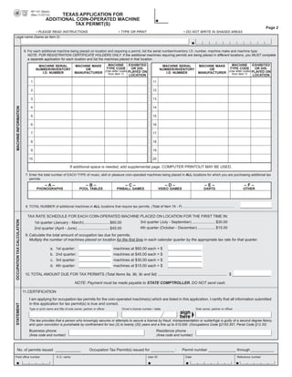 "Texas Coin-Operated Machine Forms-AP-141 Texas Application for ...