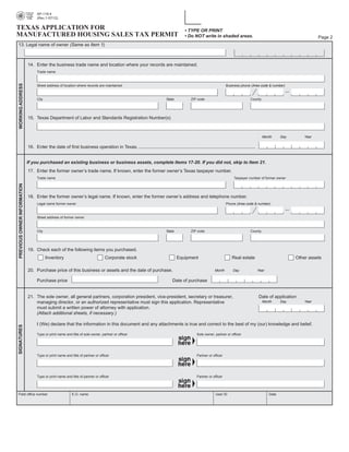 Miscellaneous Texas Tax Forms-AP-118 Texas Application for Manufactured ...