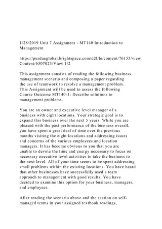 1282019 Unit 7 Assignment - MT140 Introduction to Management.docx