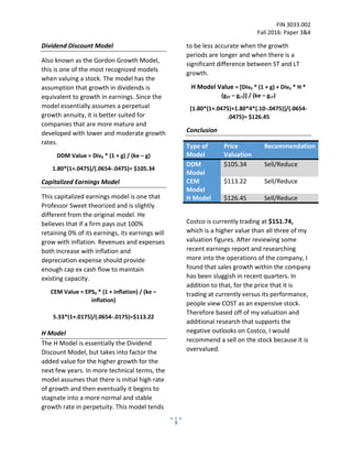 Valuation of Costco | PDF