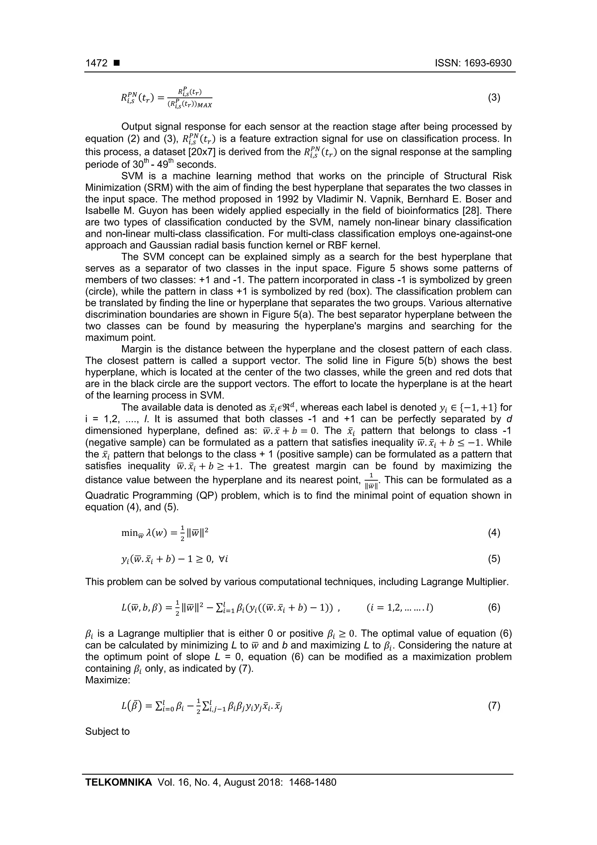 Asthma Identification Using Gas Sensors and Support Vector Machine | PDF