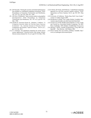 Cluster Computing Environment for On - line Static Security Assessment of large Power Systems | PDF
