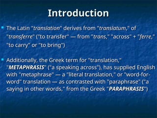 Types of translation, kinds of translation, maain types | PPT
