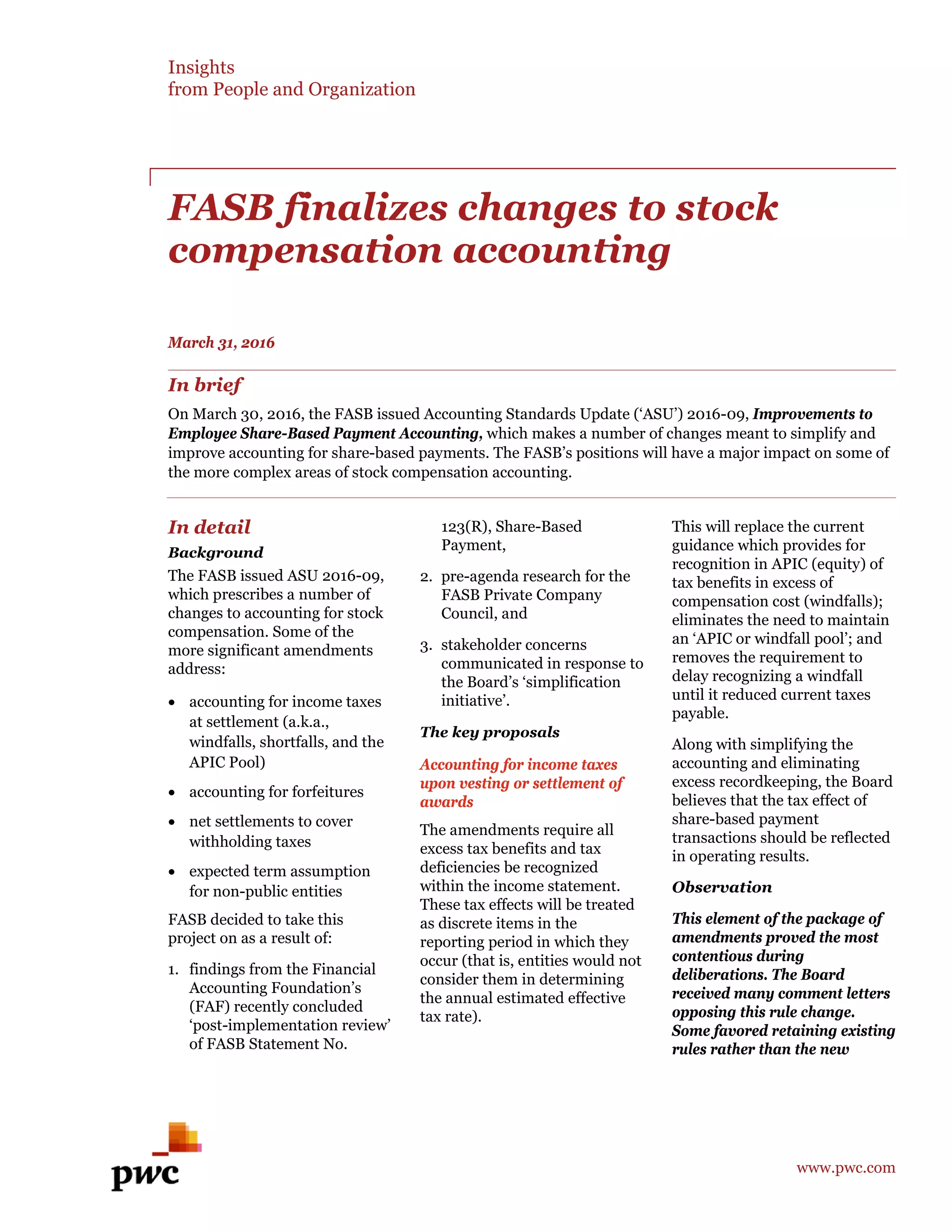 pwc-fasb-finalizes-changes-to-stock-compensation-accounting | PDF