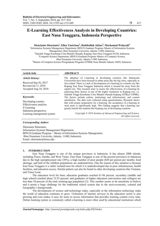E-Learning Effectiveness Analysis in Developing Countries: East Nusa ...