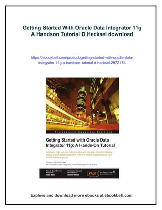 Getting Started With Oracle Data Integrator 11g A Handson Tutorial D ...