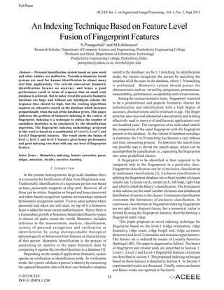An Indexing Technique Based on Feature Level Fusion of Fingerprint Features | PDF