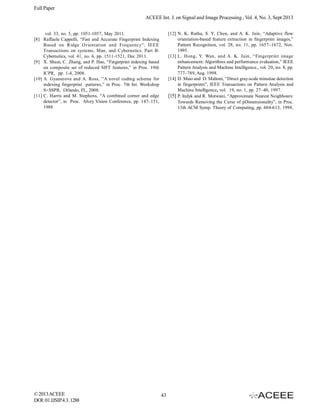 An Indexing Technique Based on Feature Level Fusion of Fingerprint Features | PDF