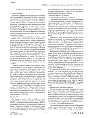 An Indexing Technique Based on Feature Level Fusion of Fingerprint Features | PDF