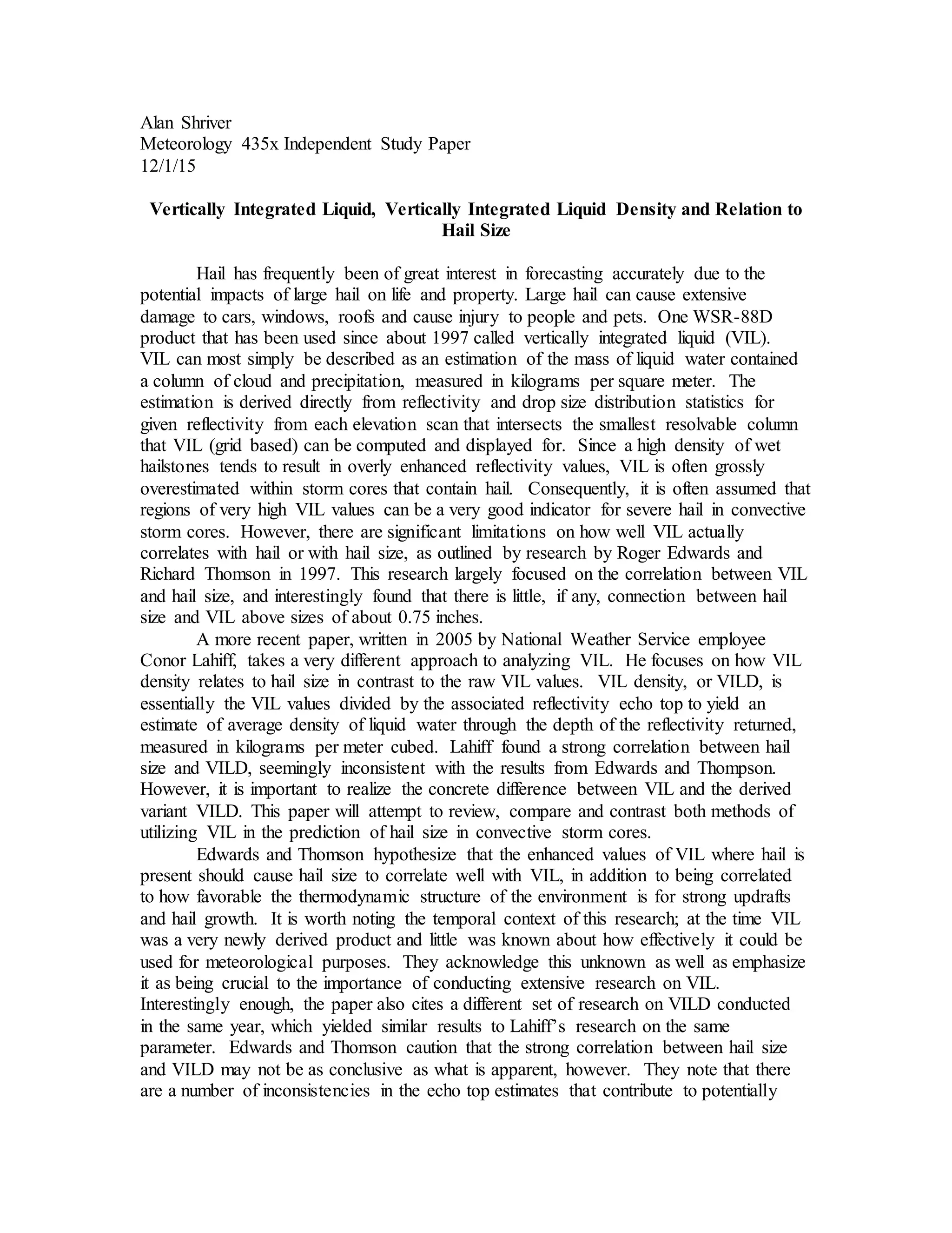 Meteor 435x Hail Size and VIL paper | DOCX