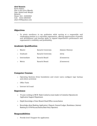 Altaf Hussain CV | DOC
