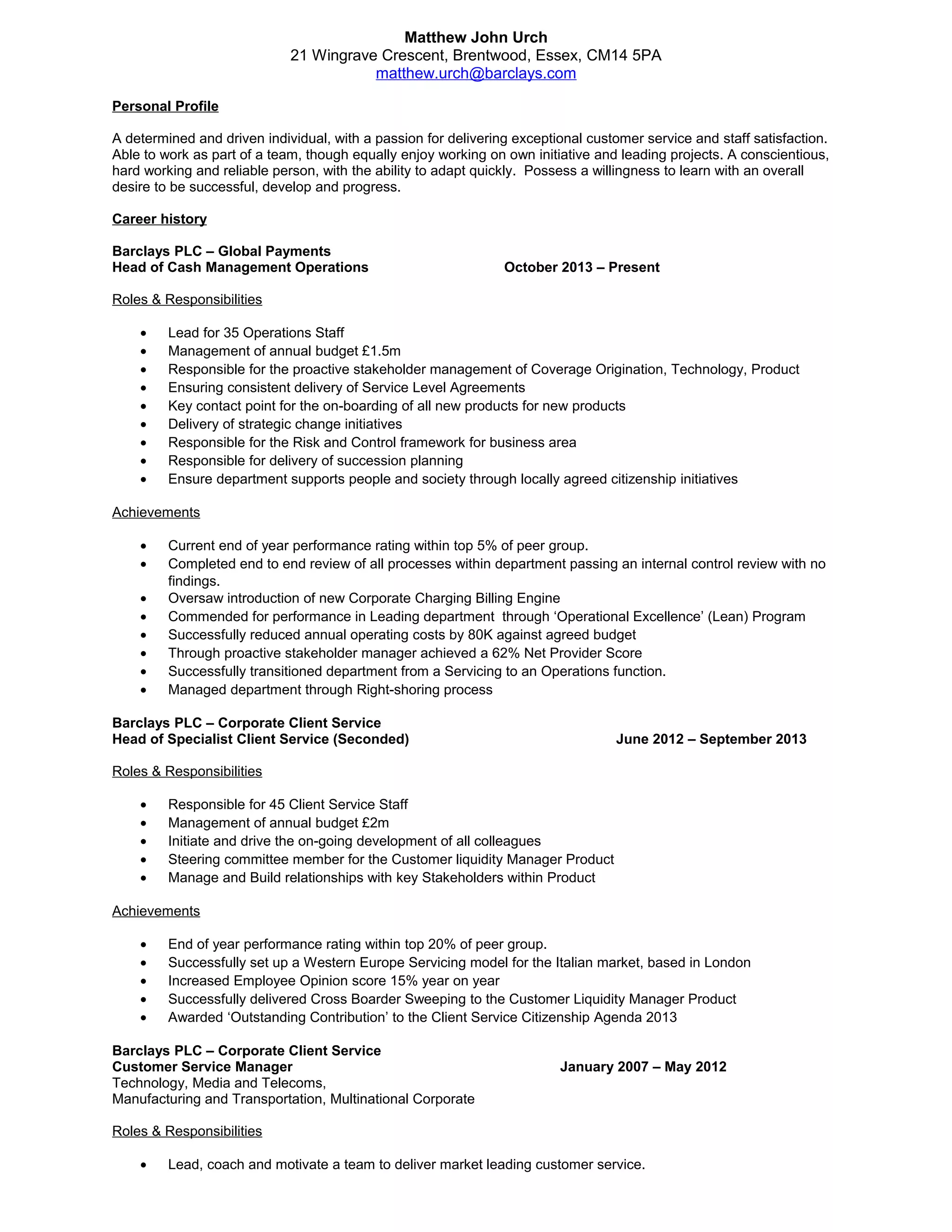 CV Matthew Urch | DOC