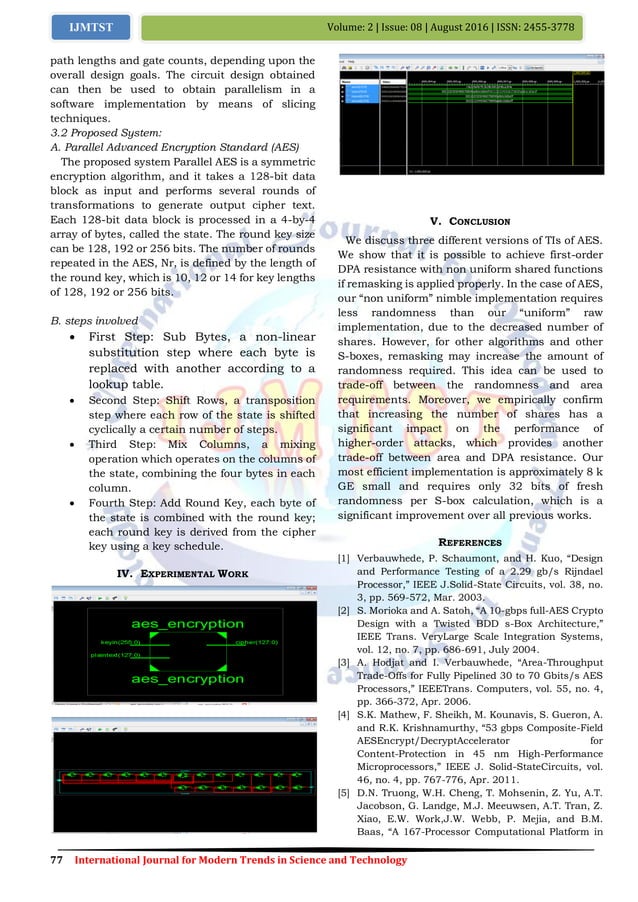 Novel Adaptive Hold Logic Circuit For The Multiplier Using Add Round Key And Parallel Aes Pdf 